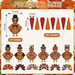 Sabary Thanksgiving Crafts Thanksgiving Turkey Craft Kit Toddler Thanksgiving Crafts DIY Make a Turkey for Festive Fall Thanksgiving Party Door Hanging Ornament Decorations, 6 Style(24 Sets)