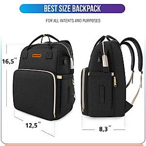 Baby Diaper Bag Backpack with Portable Changing Pad - Multifunction Diaper Backpack with USB Charging Port - Stroller Straps, Large Capacity and Waterproof Unisex Baby Bag (Black)