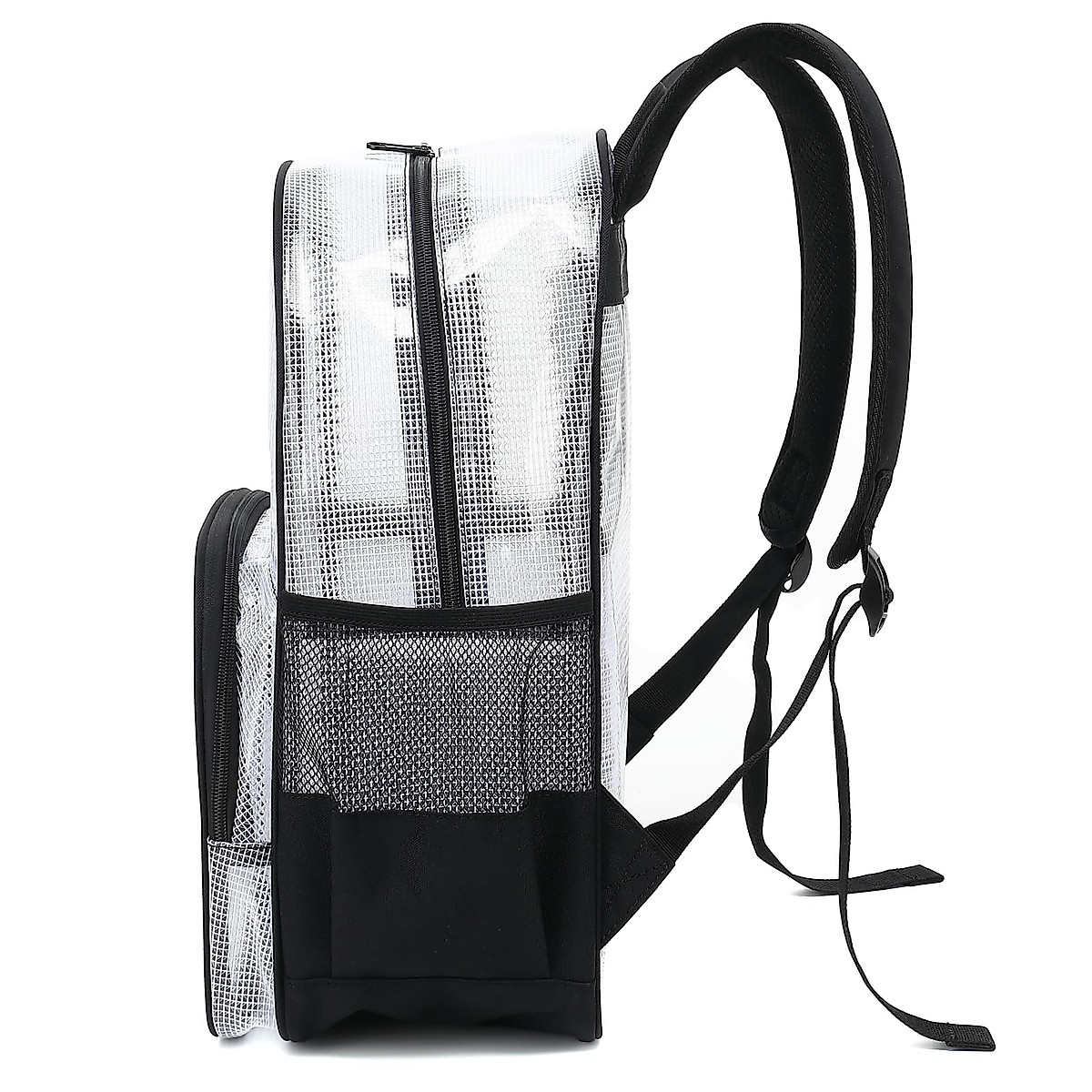 Yusudan Clear Mesh Backpack for Boys Girls Men Women, Heavy Duty See Through PVC School Bag Transparent Plastic BookBag (Black)