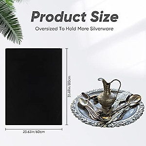 LEIFIDE Silver Storage Bags Oversized 24" x 30" Black Zipper Anti Tarnish Cloth Bag for Silver Storage, Silver Tray, Jewelry, Flatware, Silver Vase, Silver Polishing Cloth for Tarnish Cleaning