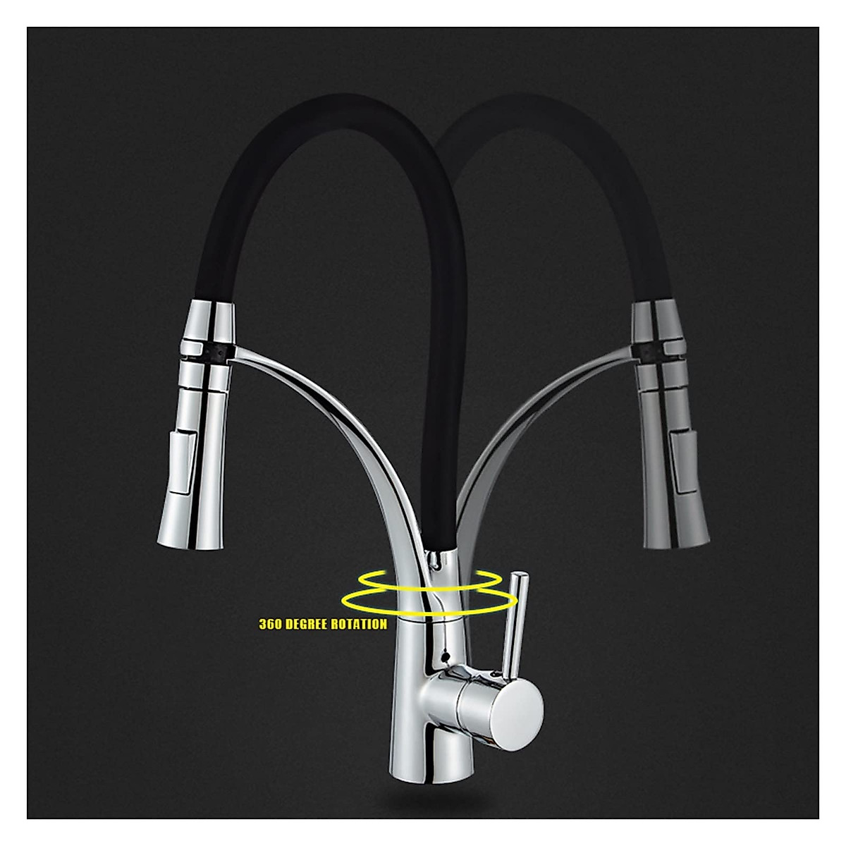 Black Brass Kitchen Faucet Pull Out Rotation Mixer Taps Hot and Cold Water Crane Kitchen Tap 6077 ( Color : ORB )