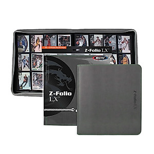 BCW Z-Folio LX Zipper Portfolio - Premium Gray Leatherette 12-Pocket Playset Album - Secure Zipper - 480 Card Capacity - Card Collector's Dream - Card Organizer - Trading Card Storage