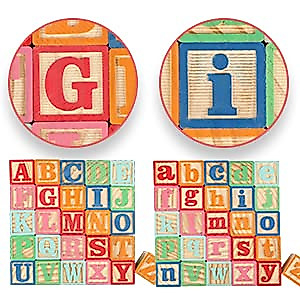 Garlictoys Wooden ABC Building Blocks for Toddlers 3+ |26 PCS Wood Baby Alphabet Number Blocks for Stacking Learning Preschool Educational Montessori Sensory Toys for Kids Boys Girls Gifts 1.65"