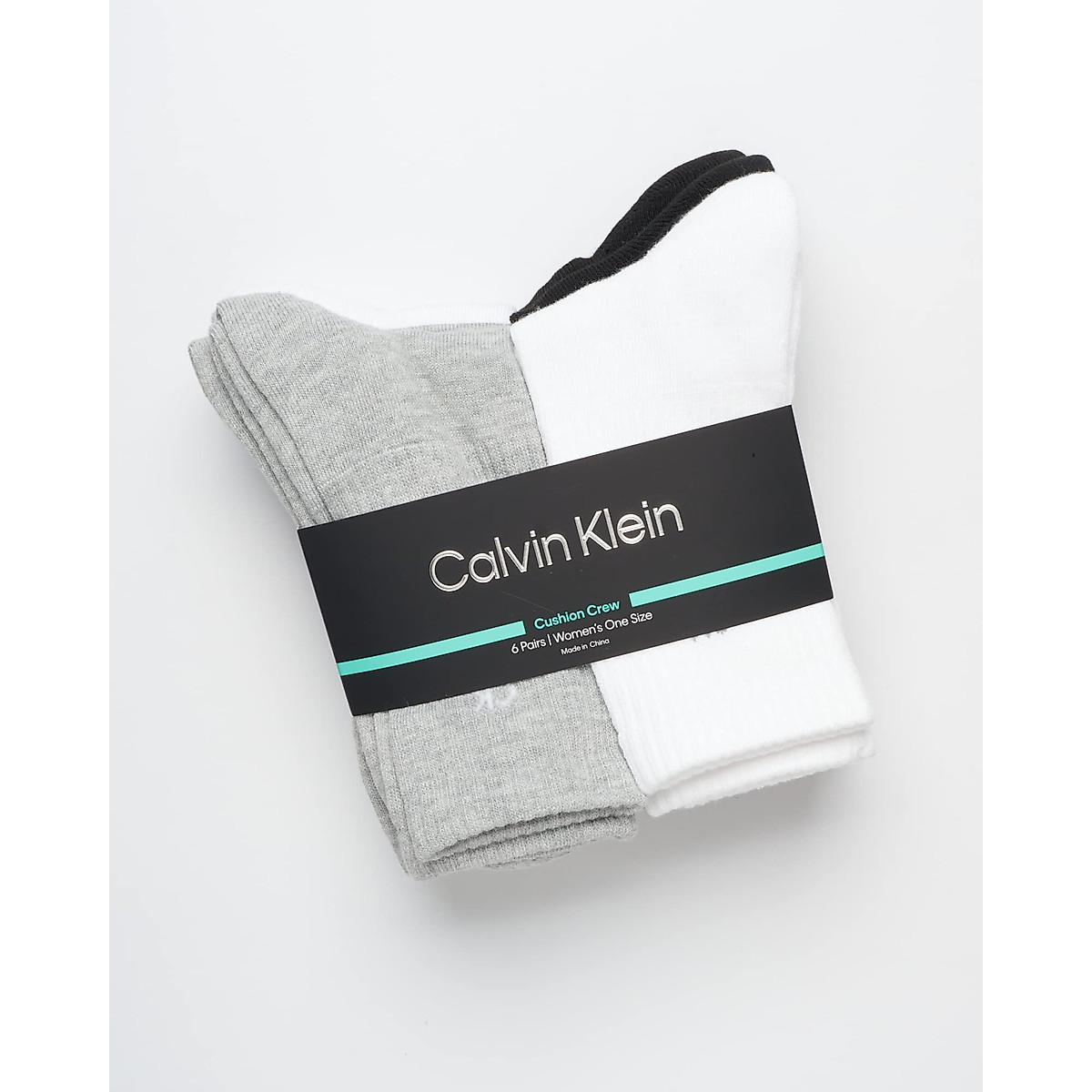 Calvin Klein Women's Socks - Cushion Athletic Crew Socks (6 Pack), Size 4-10, Grey Assorted