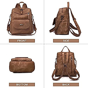 LAFRIOUS Mini Backpack Purse, PU Leather Convertible Women Travel Daypack Multipurpose Design Handbag Anti-theft Shoulder Bag with Detachable Shoulder Strap Brown