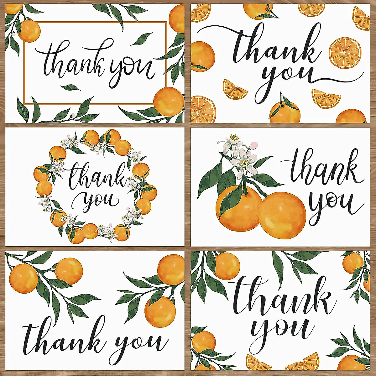 Sinasasspel 36Pack Little Cutie Thank You Cards Assortment with Envelopes Orange Stickers Clementine Theme Party Supplies Little Cutie Baby Shower Gifts 4 x 6 Inches