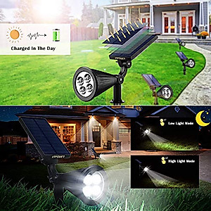 URPOWER Solar Lights, 2-in-1 Solar Powered 4 LED Solar Spotlight Adjustable Wall Light Landscape Light Security Lighting Dark Sensing Auto On/Off for Patio Deck Yard Garden Driveway Pool Area(1 Pack)