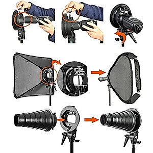 Godox 32"x 32" 80cmx80cm Foldable Universal Softbox with S-Type Speedlite Bracket for Flash Bowens Elinchrom Mount Accessories Direction Adjustable