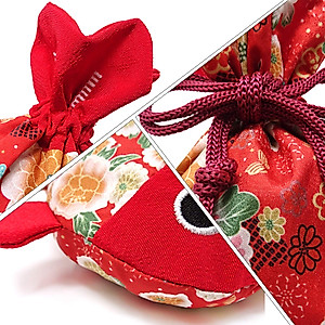 Honbay Cute Japanese Style Goldfish Drawstring Bag Gift Bag Cosmetic Bag Jewelry Pouch Coin Purse, 22x15cm/8.7x5.9inch (Red)