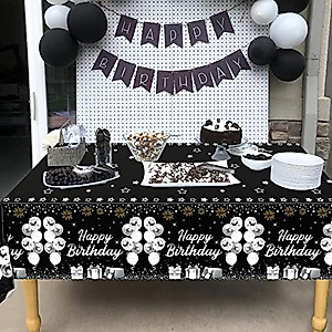 3 Pack Black and Silver Plastic Tablecloths for Rectangle Tables, Disposable Party Table Cloths, Black Silver Table Covers for Birthday Baby Shower Party Decorations Supplies Decorations, 54" x 108"