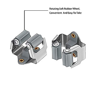 3-H Mop and Broom Holder Wall Mount, Broom Holder Wall Mount 10 Pack, Broom Holder for Garage Garden Shed Storage System Laundry Room Home Kitchen Organization up to 1.45 Inch(grey)