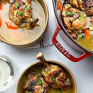 Staub Cast Iron Dutch Oven 5-qt Tall Cocotte, Made in France, Serves 5-6, Cherry