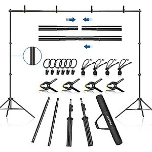 FUDESY Backdrop Stand 7x10Ft Adjustable Photography Background Support System Kit for Photo Video Studio with Carry Bag,Spring Clamps