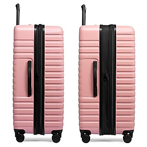 U.S. Traveler Boren Polycarbonate Hardside Rugged Travel Suitcase Luggage with 8 Spinner Wheels, Aluminum Handle, Pink, Checked-Large 30-Inch