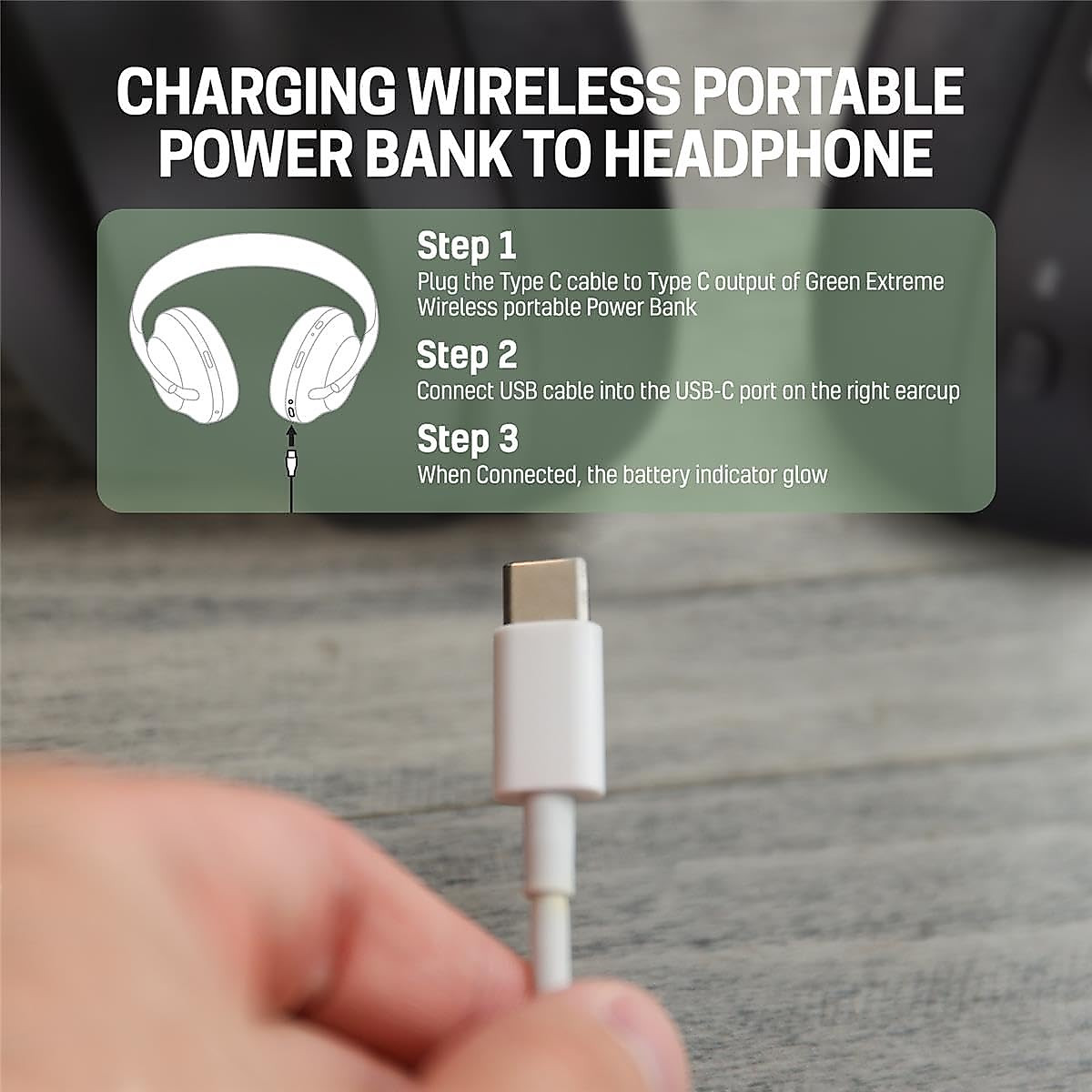 Bose QuietComfort Wireless Noise Cancelling Headphones, Bluetooth Over Ear Headphones with Up to 24 Hours of Battery Life Bundled with Green Extreme Wireless Portable Charger (Black)