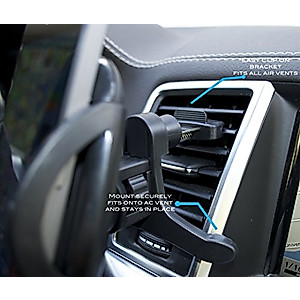 Onyx Air Vent Universal Smartphone Car Mount Holder - Cradle for Iphone 6 Plus /5S, Samsung Galaxy S5 S4 S3 Note 3 and other Smartphones unto 4.0" wide - Black