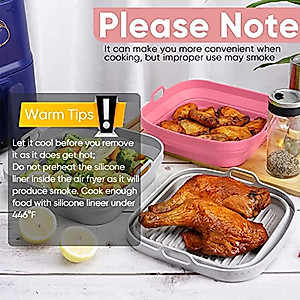2 Pack Air Fryer Silicone Liners Square Reusable，8.2 Inch Foldable Food Safe Air Fryer Silicone Pot, Non Stick Air Fryer Accessories for Oven , Fits 4 to 7 QT Air Fryer Basket, With Heat-proof Gloves