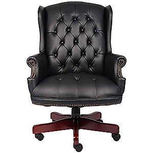 BOWERY HILL Traditional High Back Faux Leather Tufted Executive Chair in Black