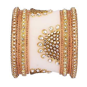 Efulgenz Traditional Indian Wedding Bangles CZ Crystal Bridal Bracelet Bangle Set for Women (Pcs)