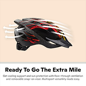 Schwinn Thrasher Kids Bike Helmet, Boys And Girls, Fits 50 - 54cm Circumference, Ages 5-8 Year Olds, Lightweight, Detachable Visor, CPSC Safety Certified, Child, Flames