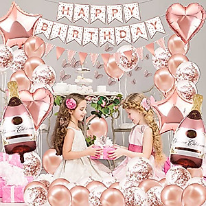 265 PCS White Rose Gold Party Supplies Rose Gold & White Party Decorations Girls Birthday Decorations Dinnerware Set Rose Gold Birthday Plates Cup Napkin Banner Tablecloth Balloon garland kit Serve 20