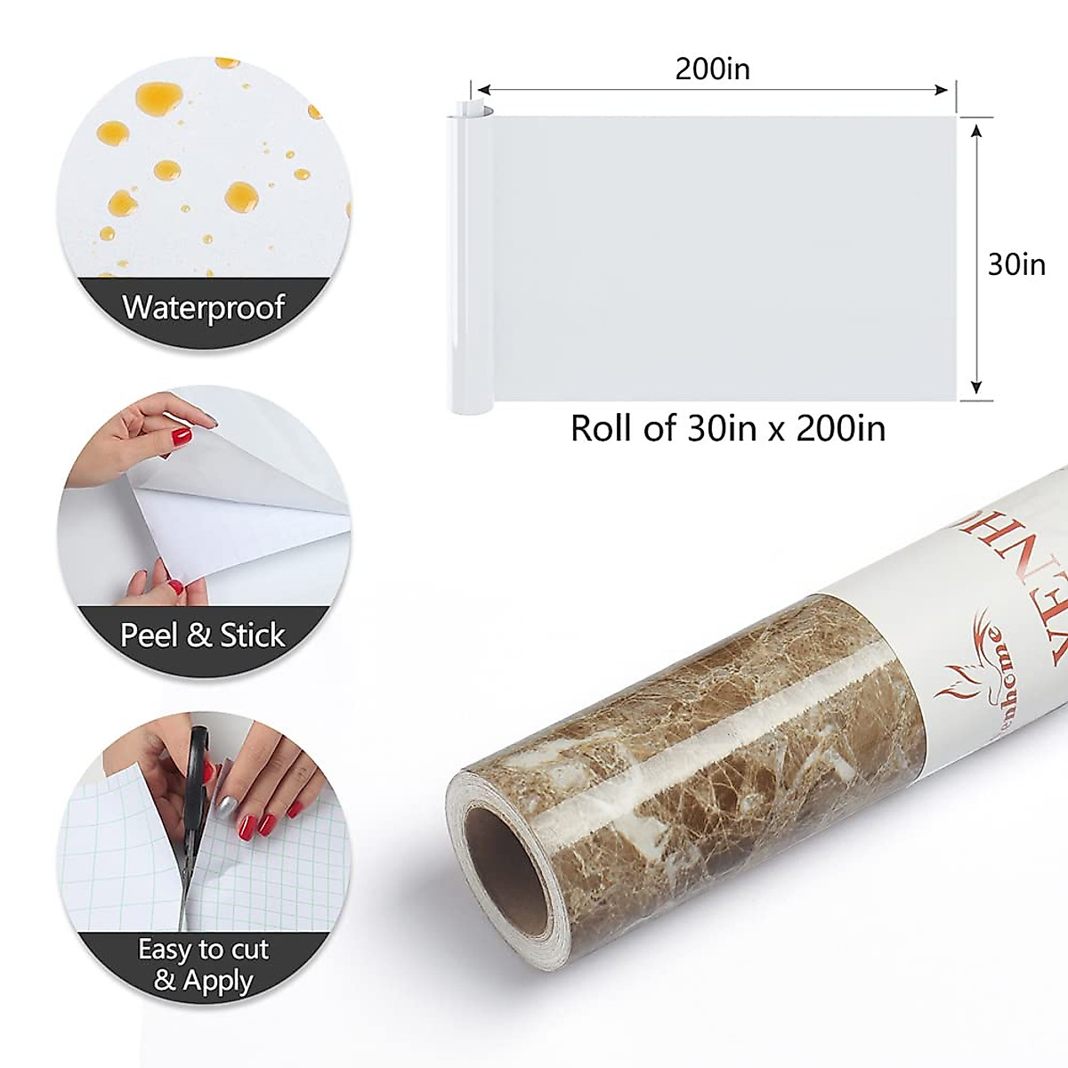 Yenhome Waterproof Contact Paper for Countertops Paper for Kitchen Counter Contact Paper Marble Wallpaper Peel and Stick Counter Top Covers for Desk 200x30 Inch Brown Marble Contact Paper for Table