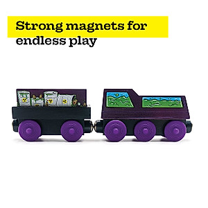 ZANY TRAINS Series 1 - Wooden Train Set with Cargo - Compatible with All Wooden Train Sets - Wooden Train Cars (Toxic Ted)