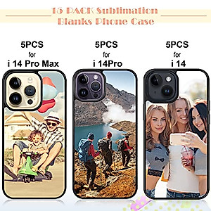 15 Pieces Sublimation Blanks Phone Case Bulk Cover Protective Anti-Scratch Soft Shockproof Slim Covers Compatible with Apple iPhone, 3 Models (Black, Compatible with iPhone 14, 14 Pro, 14 Pro Max)