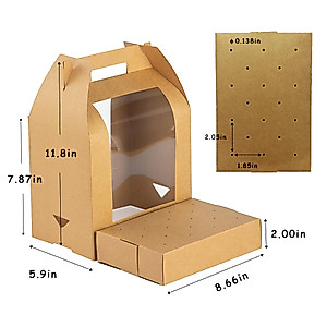 Hzzycaxli 6 Pcs Portable Cake Pop Packaging Box White Cake Pop Holder Cake Pop Stand 18 Holes 8.7 x 5.9 x 11.8 Inches with Clear Window Displaying Small Cake Box for Lollipops (Kraft paper)