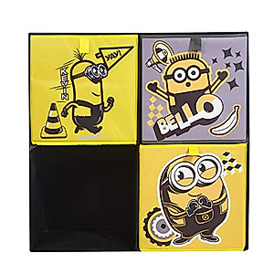 Idea Nuova Minions Collapsible Soft Storage Cubby with 3 Collapsible Cubes, yellow