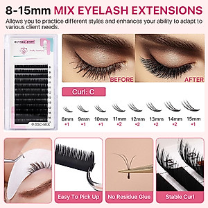 Pretty memory Lash Extension Supplies Eyelash Extension Kit, Lash Mannequin Head with Removable Eyelids Silicone Practice Set for Makeup and Eyelash Graft