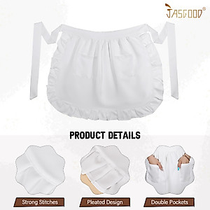 JASGOOD Women's Apron Kitchen Cooking Aprons with Pockets Vintage Maid Aprons for Halloween Costume