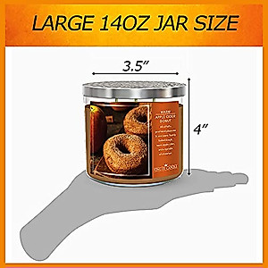 Warm Apple Cider Donut + Cinnamon Sugar | Large 3 Wick Highly Scented Soy Wax Scented Fall Candles | Fall Home Decor | USA Made 14 oz + Decorative Snuffer Lid | Candles for Men Gifts for Women