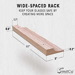 Wooden Wine Glass Holder for Under Cabinet | Under Shelf Kitchen Stemware Rack | Wood Holding Rack for Wine Glasses and Stemware| Stemware and Glassware Hanger and Organizer- Stores Up to 12 Glasses