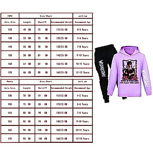 Zgekmby Girls Tracksuit Set Addams Family Wednesday Hoodies Casual 2Pcs Clothes Set Kids Sweatshirts Fashion Long Pullover (7-8 Years, Purple)