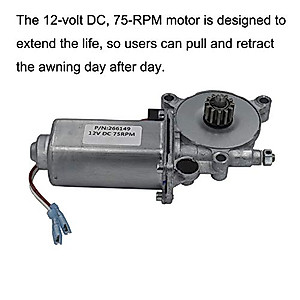 266149 RV Power Awning Motor Replacement Universal Motor 12-Volt DC 75-RPM Compatible with Solera Power Awnings Including Flat, Pitched and Short Assemblies