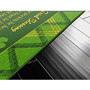 Brumlow MILLS Irish Blessing St. Patricks's Day Lucky Shamrock Washable Festive Print Indoor/Outdoor Rug for Living or Bedroom Carpet, Dining Area, Kitchen or Front Door Mat, 20" x 34"