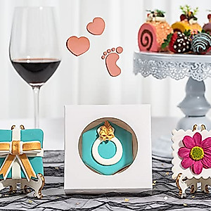 RomanticBaking 100 Pack individul Pyo Valentine Cookies Boxes With Window 4 3/8" x 4 3/8" x 1 1/5" Small Gift Boxes Mini Dount Boxes Pie Boxes