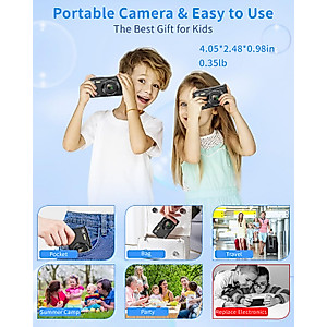 NIKICAM Digital Camera,4K 44MP Kids Digital Camera with 32GB SD Card Compact Point and Shoot Camera with 16X Digital Zoom 2.4 Inch Portable Small Camera for Kids Teens Adults-Black