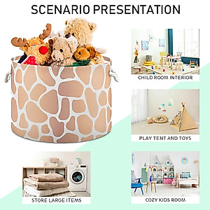 ALAZA Rose Gold Giraffe Print Animal Storage Basket Gift Baskets Large Collapsible Laundry Hamper with Handle, 20x20x14 in