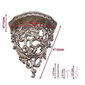 Pufguy Resin Wall Hanging Shelf Decorative Display Floating Shelves Retro Hollow Carving Wall Mounted Storage Shelf for Bedroom,Living Room,Hallway,Office,Hotel,Gold