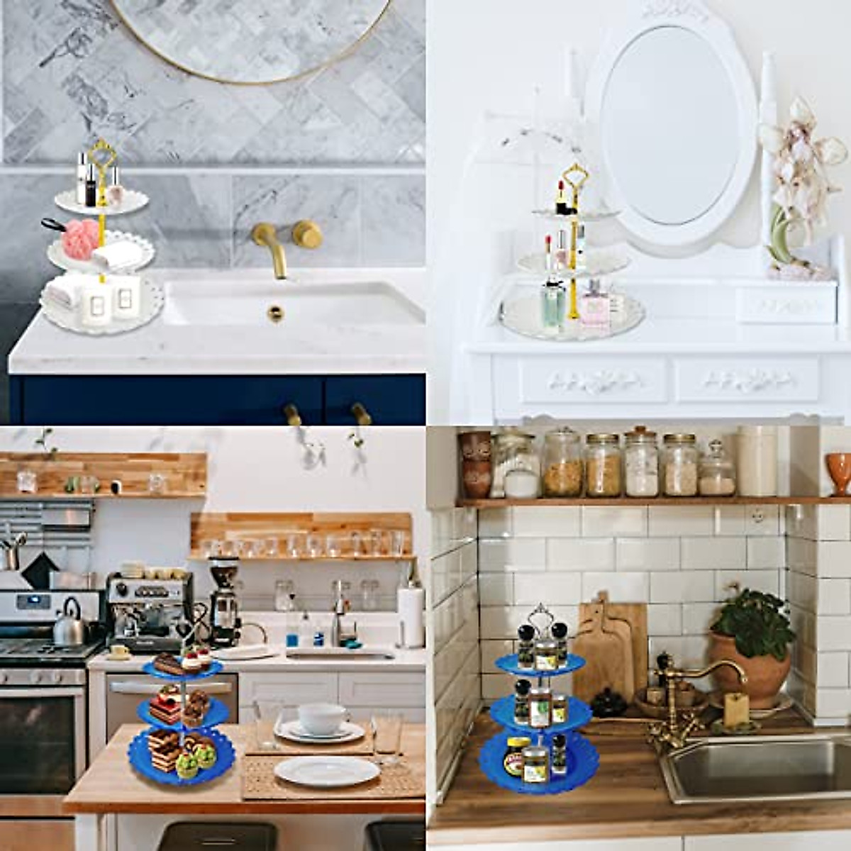 2 Set of Plastic 3-Tier Cupcake Stand Cupcake Holder,Desert Stands Set,Tiered Serving Tray, Cupcake Tower Display Dessert Cookie Candy Buffet Holder for Tea Party, Baby Shower and Wedding Carnival