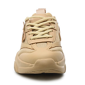 CLOUDAIR Woman's Maya Fashion Sneakers - Breathable Walking Shoes - Classic Casual Sneakers for Running, Gym Workout - Non Slip High Sole Fashion Sneakers Tan