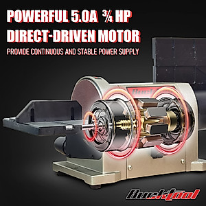 BUCKTOOL 5.0A Belt Disc Sander 4 in x 36 in Belt and 6 in Disc Sander with 3/4HP Direct-drive Motor and Portable Al Base, BD4603 Upgraded Model