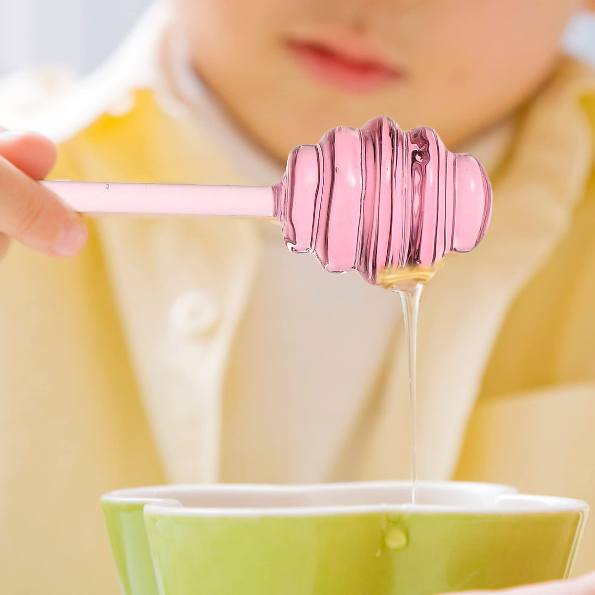 SHERCHPRY Glass Pot Honey Stirring Stick Glass Honey Dipper Honey Stir Stick Honey Server Spoon Jam Dipper Syrup Stirrer Honey Dispenser Honey Pot