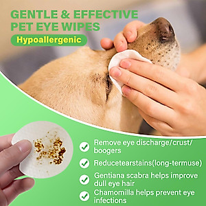Dog Eye Wipes, 120 Pet Tear Stain Wipes for Dogs and Cats,Finger Ear Wipes for Dogs and Cats