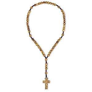 MIZZE Made for Luck TWO (2) AUTHENTIC Wooden Catholic Rosaries, Rosary Beads (Rosarios Catolicos) Necklace from Bethlehem Olive Wood Christian Prayer Beads - in Natural Cotton Rosary Pouch