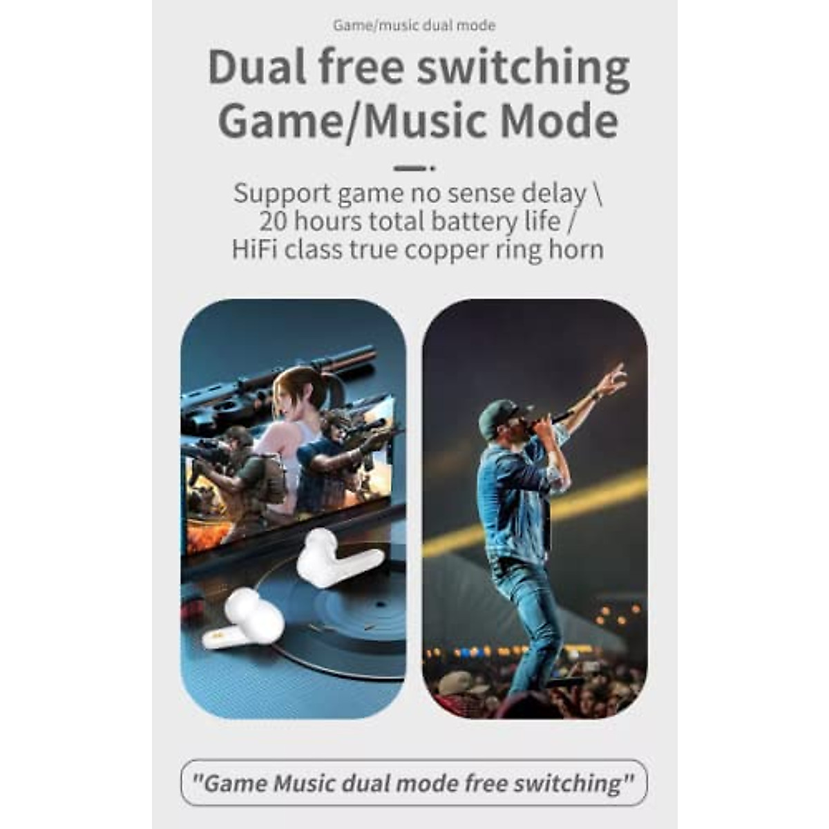 Wireless Earbuds, Bluetooth Ear Buds HiFi Stereo Sound Deep Bass Headphones with LED Charging Case for Motorola Moto G8 Power Touch Control, Noise Cancelling Mic, IPX7 Waterproof Earphones