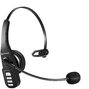 Trucker Bluetooth Headset, V5.0 Noise Cancelling Wireless Headset with Microphone, On Ear Hands-Free Bluetooth Headphone for iPhone Samsung Cell Phone Call Center Home Office Skype