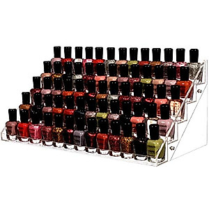 Cq acrylic Nail Polish Holder Organizer 5 layers 72 Bottles Clear Acrylic Nail Polish Tray Fingernail Polish Display Case Essential Oils Holder Sunglasses Eyewear Organizer Storage
